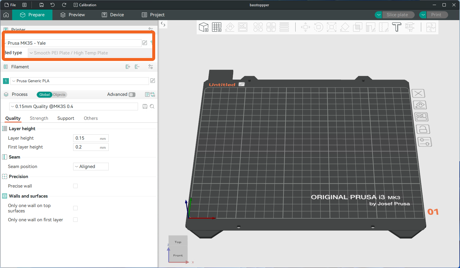 Slicing a 3d print with OrcaSlicer - Yale Architecture